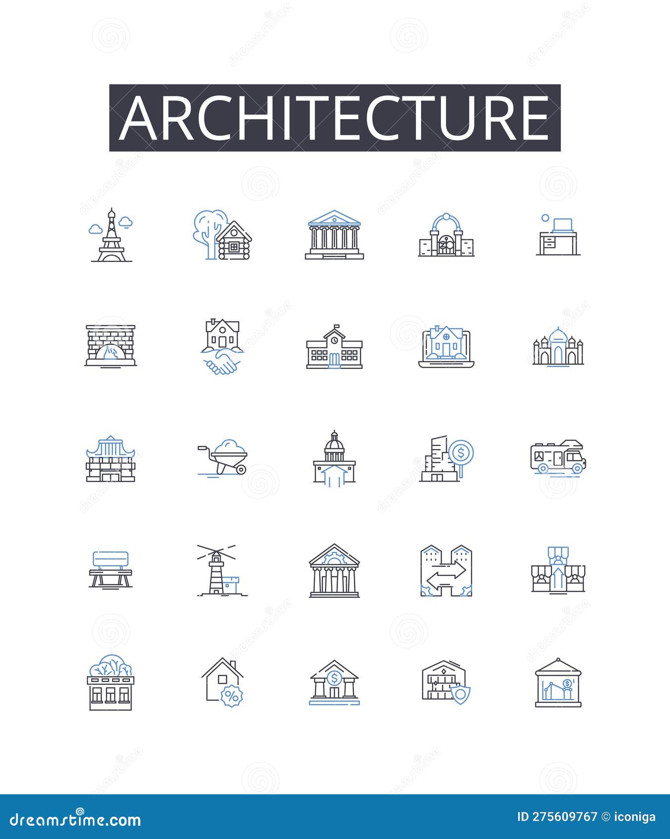 Architecture Line Icons Collection. Engineering, Building, Designing ...