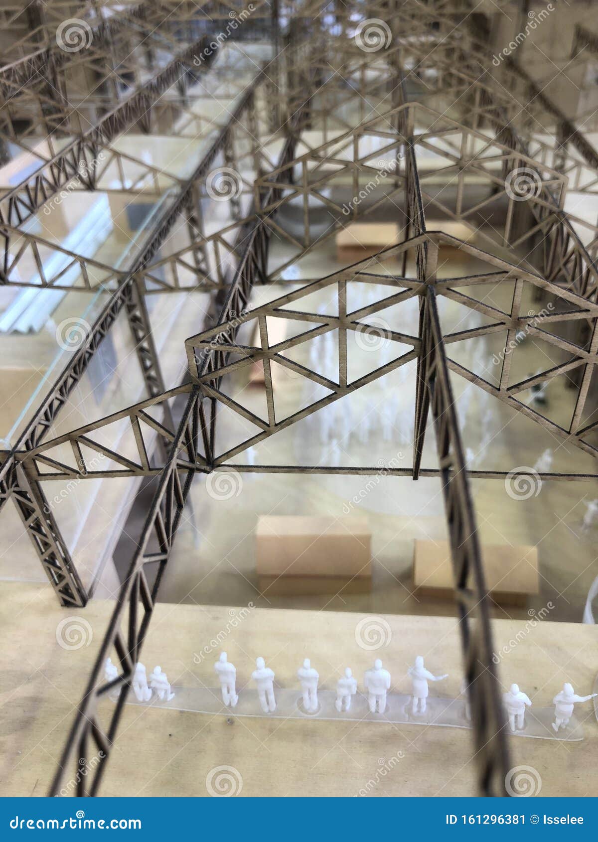 Architecture Mockup Of A Huge Workplace With Miniature People Inside ...