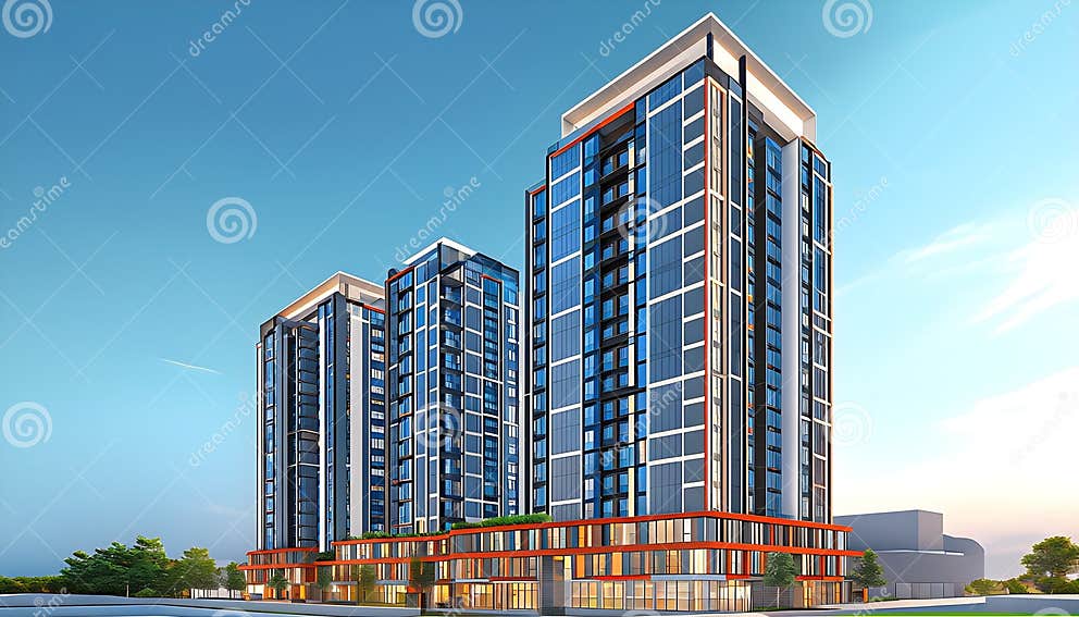 Three Dimensional Rendering of a Modern Office Building Stock ...