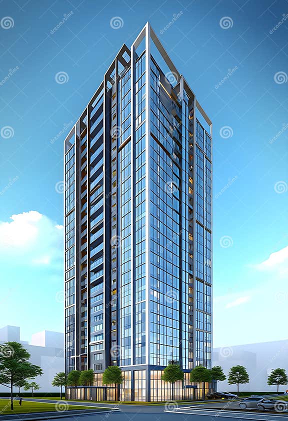 Three Dimensional Rendering of a Modern Office Building Stock ...