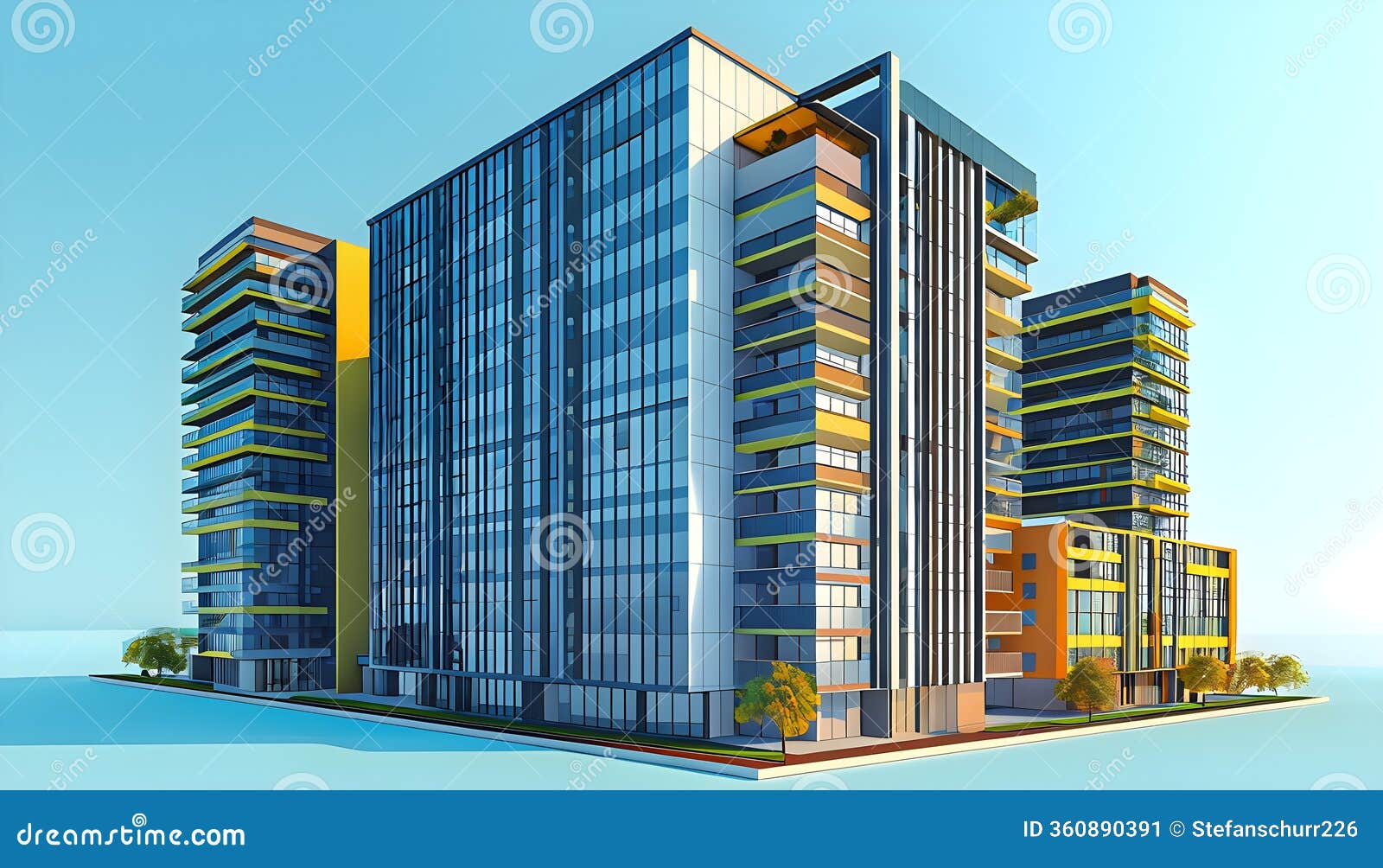 Three Dimensional Rendering of a Modern Office Building Stock ...