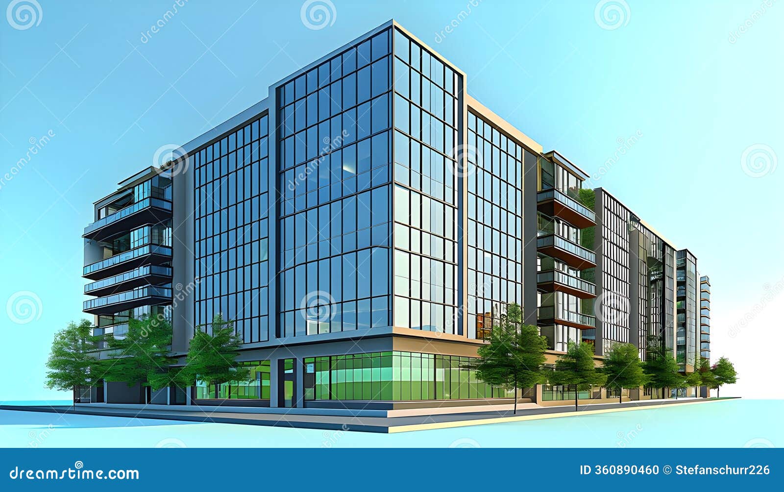 Three Dimensional Rendering of a Modern Office Building Stock ...