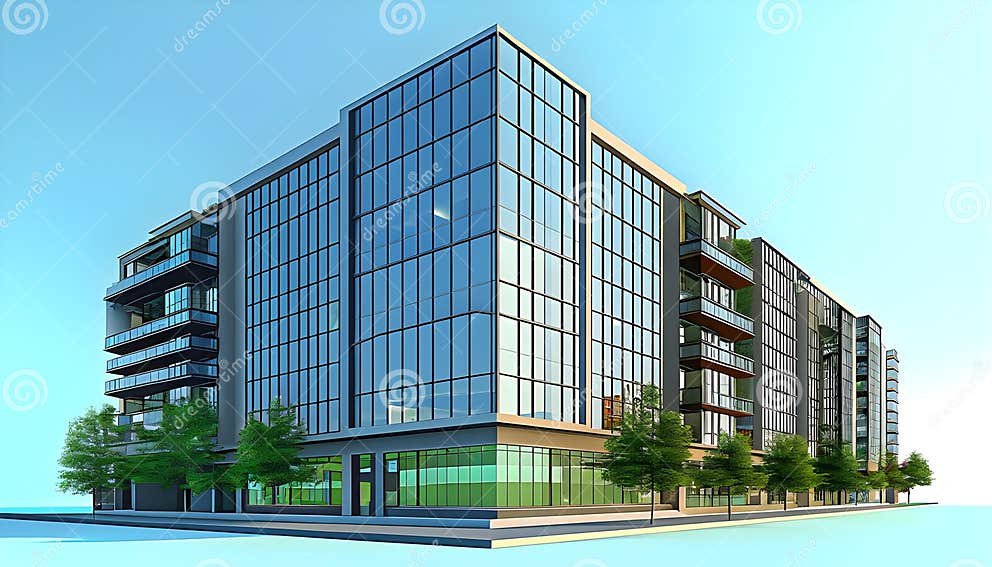 Three Dimensional Rendering of a Modern Office Building Stock ...