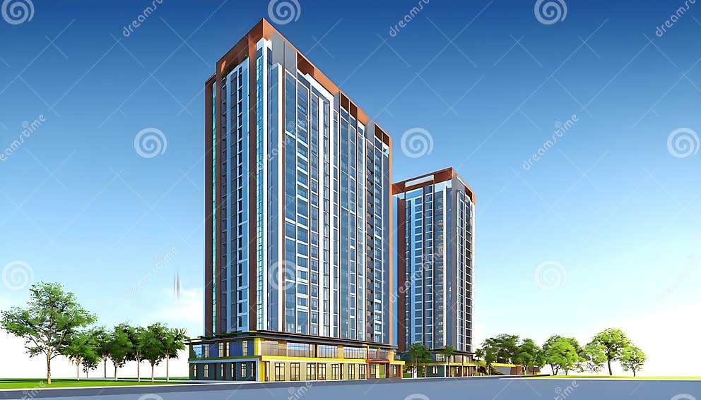 Three Dimensional Rendering of a Modern Office Building Stock ...