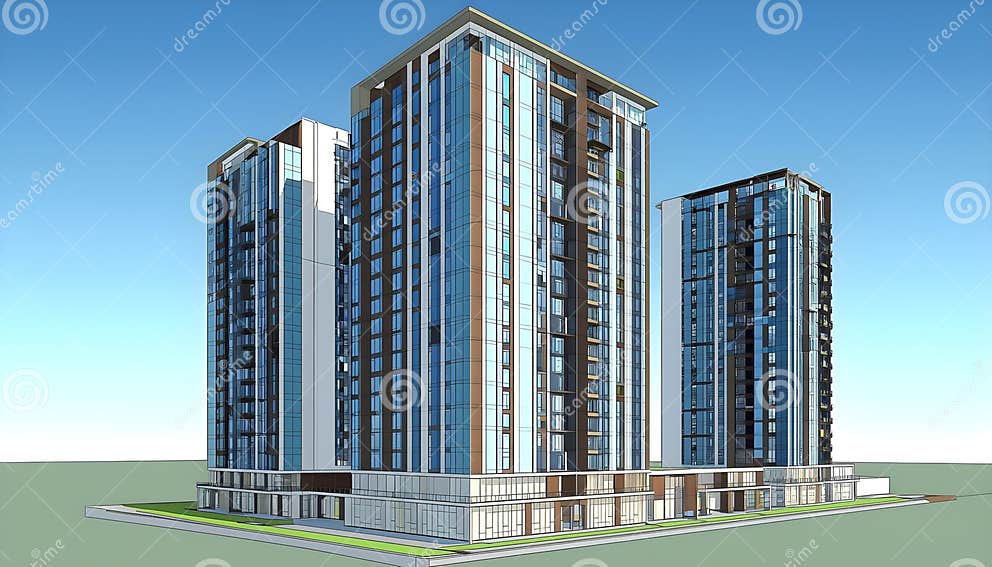 Three Dimensional Rendering of a Modern Office Building Stock ...