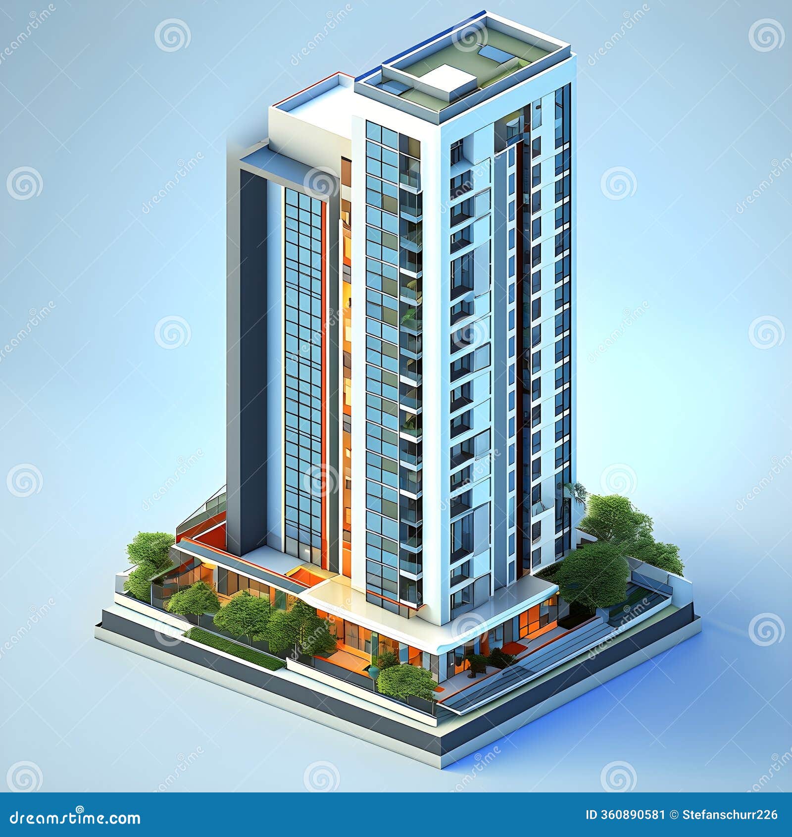 Three Dimensional Rendering of a Modern Office Building Stock ...