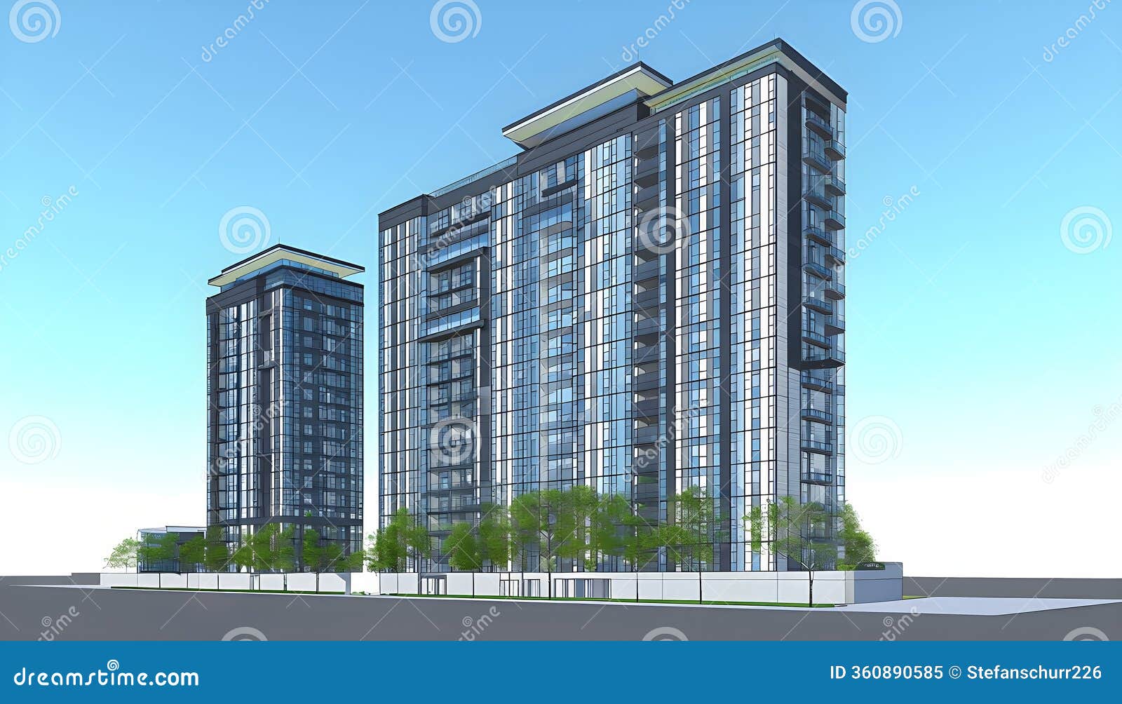 Three Dimensional Rendering of a Modern Office Building Stock ...