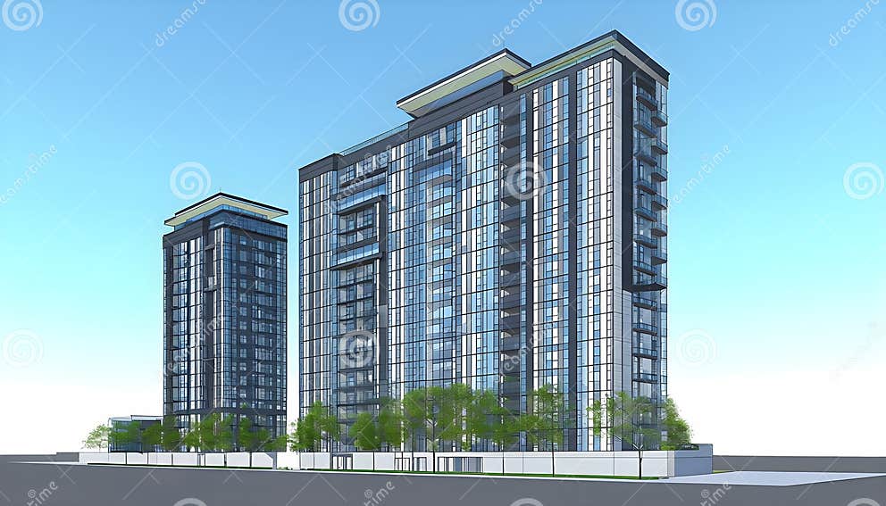 Three Dimensional Rendering of a Modern Office Building Stock ...