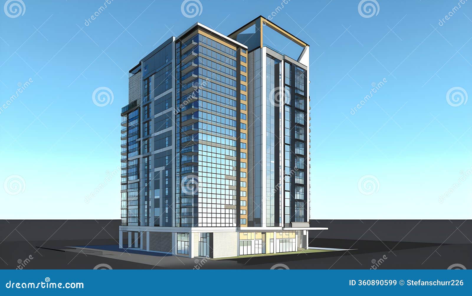 Three Dimensional Rendering of a Modern Office Building Stock ...