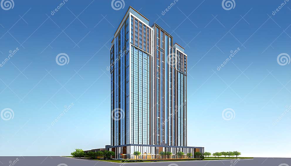 Three Dimensional Rendering of a Modern Office Building Stock ...
