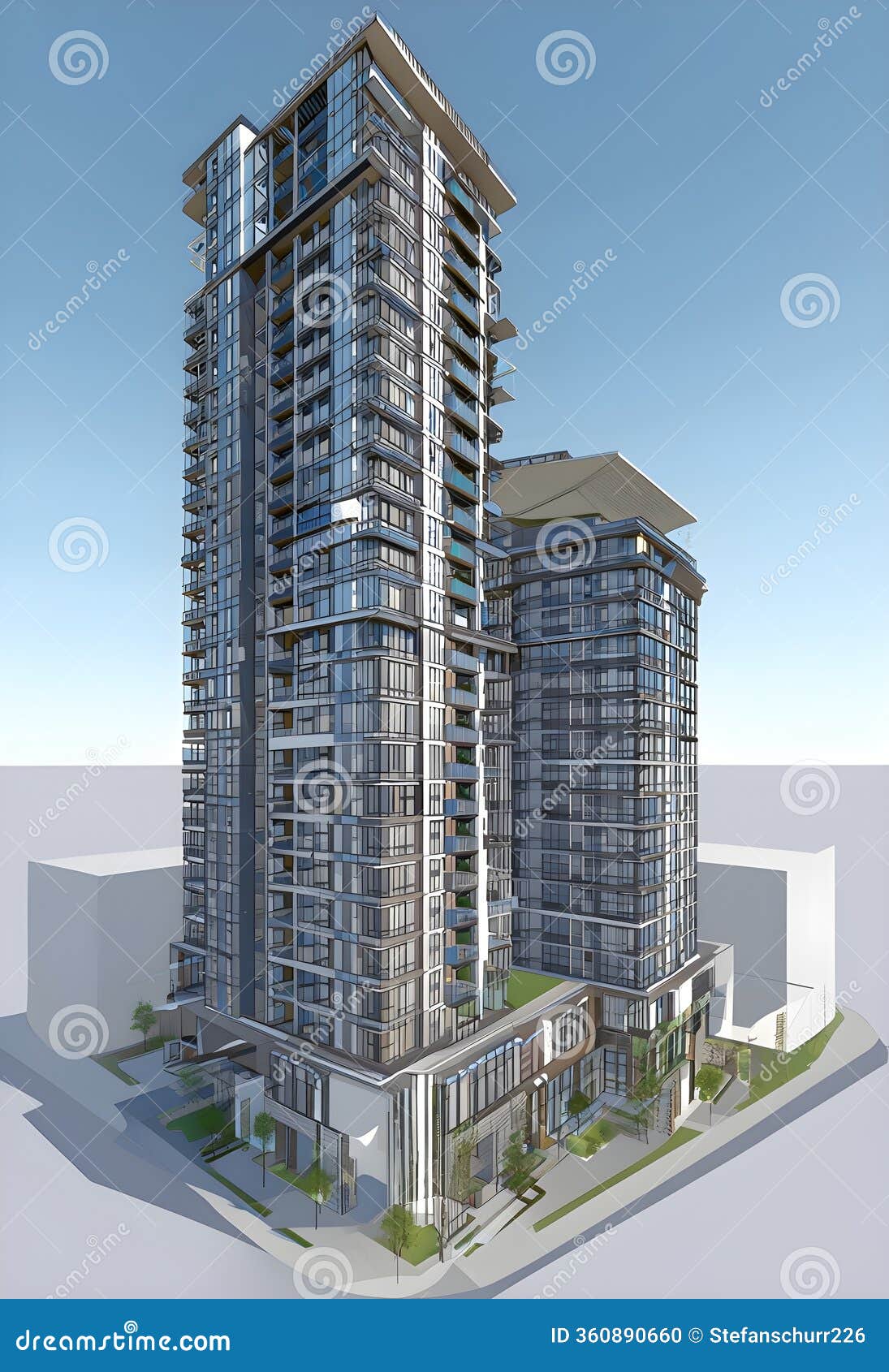 Three Dimensional Rendering of a Modern Office Building Stock ...