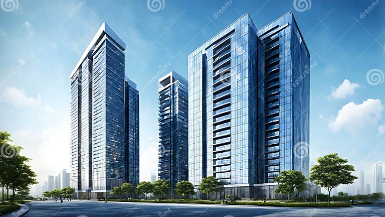 Three Dimensional Rendering of a Modern Office Building Stock ...