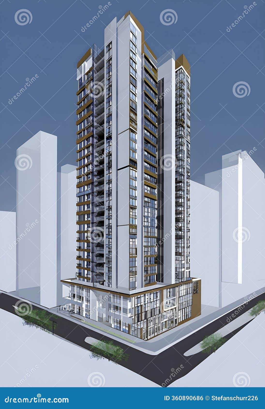 Three Dimensional Rendering of a Modern Office Building Stock ...