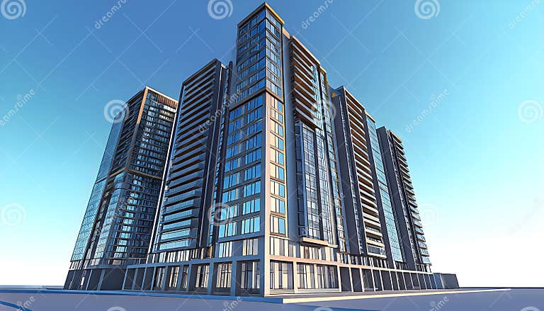 Three Dimensional Rendering of a Modern Office Building Stock ...