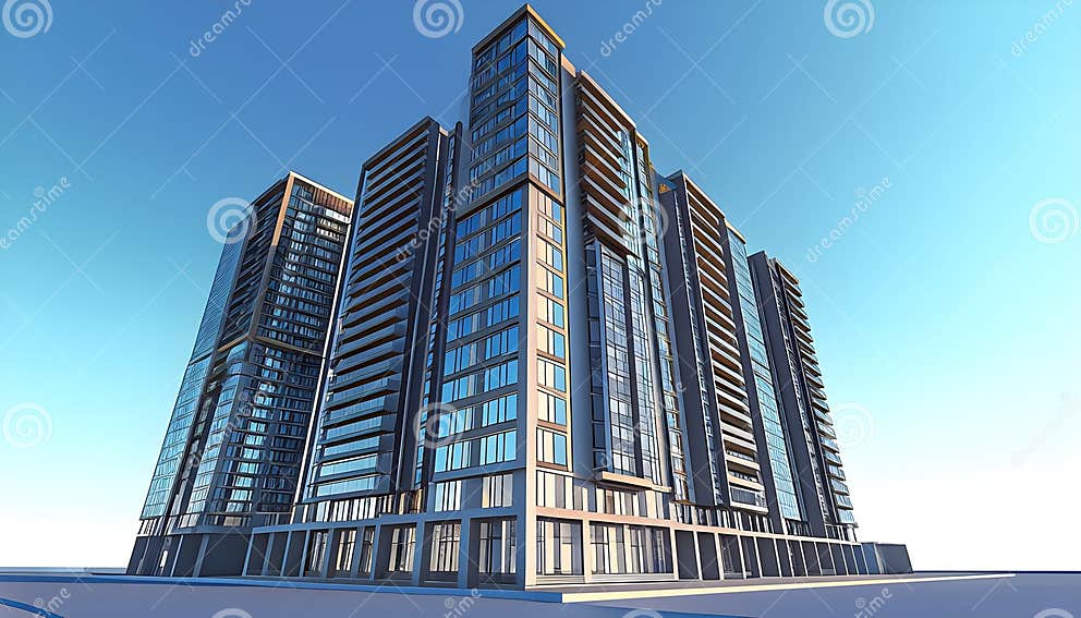 Three Dimensional Rendering of a Modern Office Building Stock ...