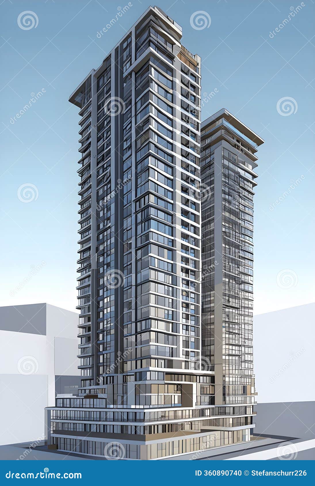 Three Dimensional Rendering of a Modern Office Building Stock ...