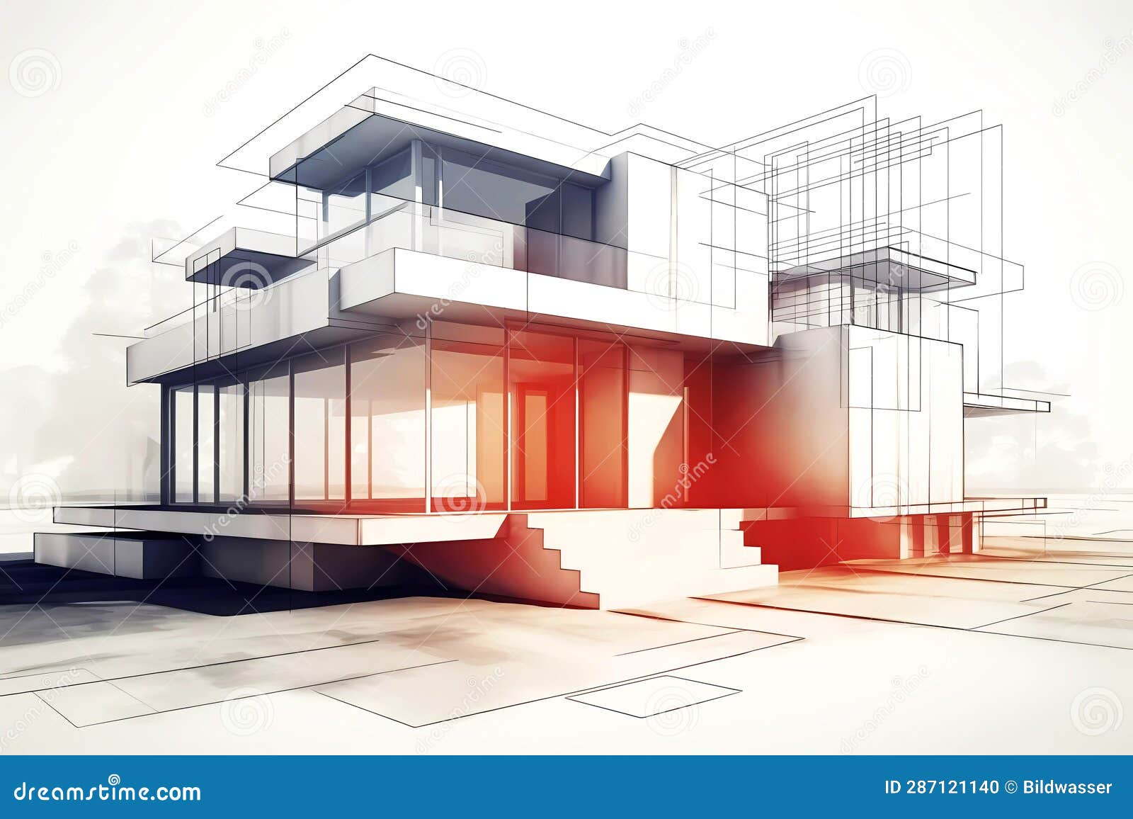 Architecture Modern House Abstract Rendering. Generative Ai Design ...
