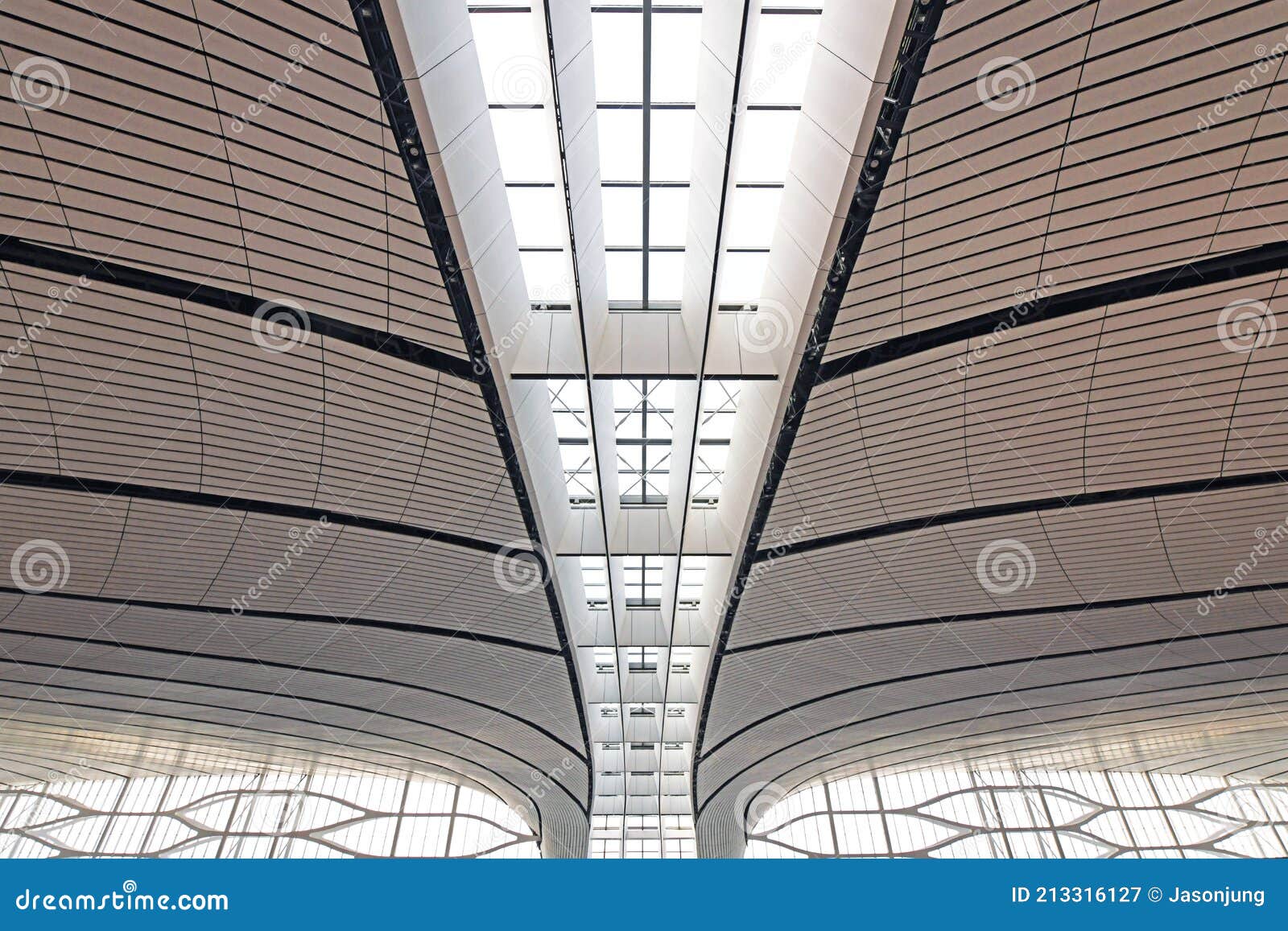 Architecture of Modern Terminal Building with Grid Skylight Stock Image ...
