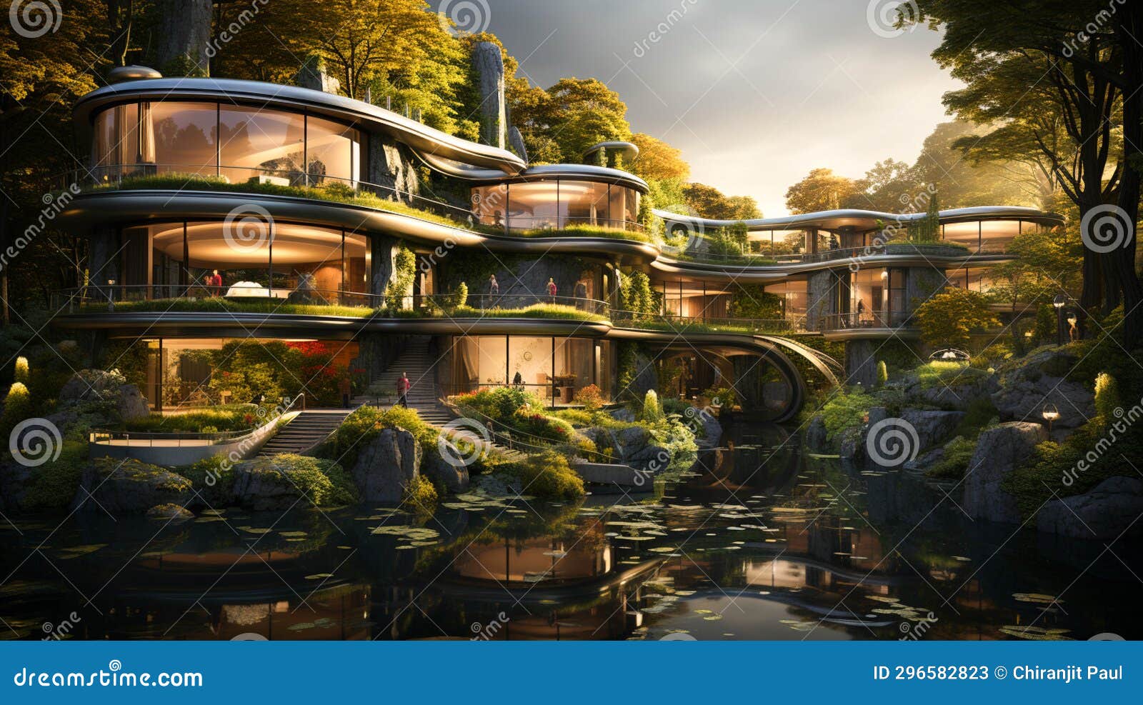 Architecture and Nature Merge in Modern Design Stock Image - Image of ...