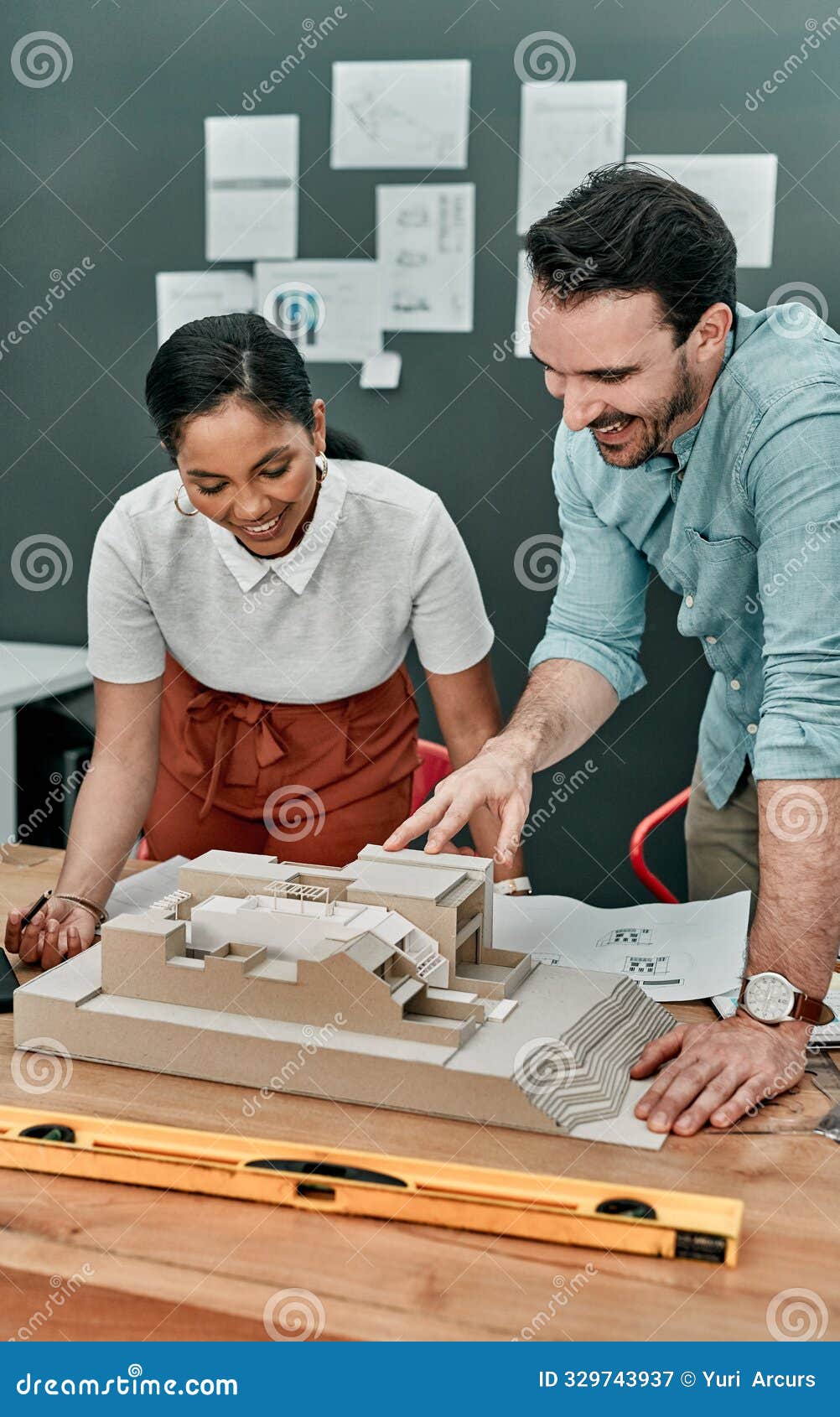 Architecture, Office and People with 3d Model of Building for Business, Development or Project ...