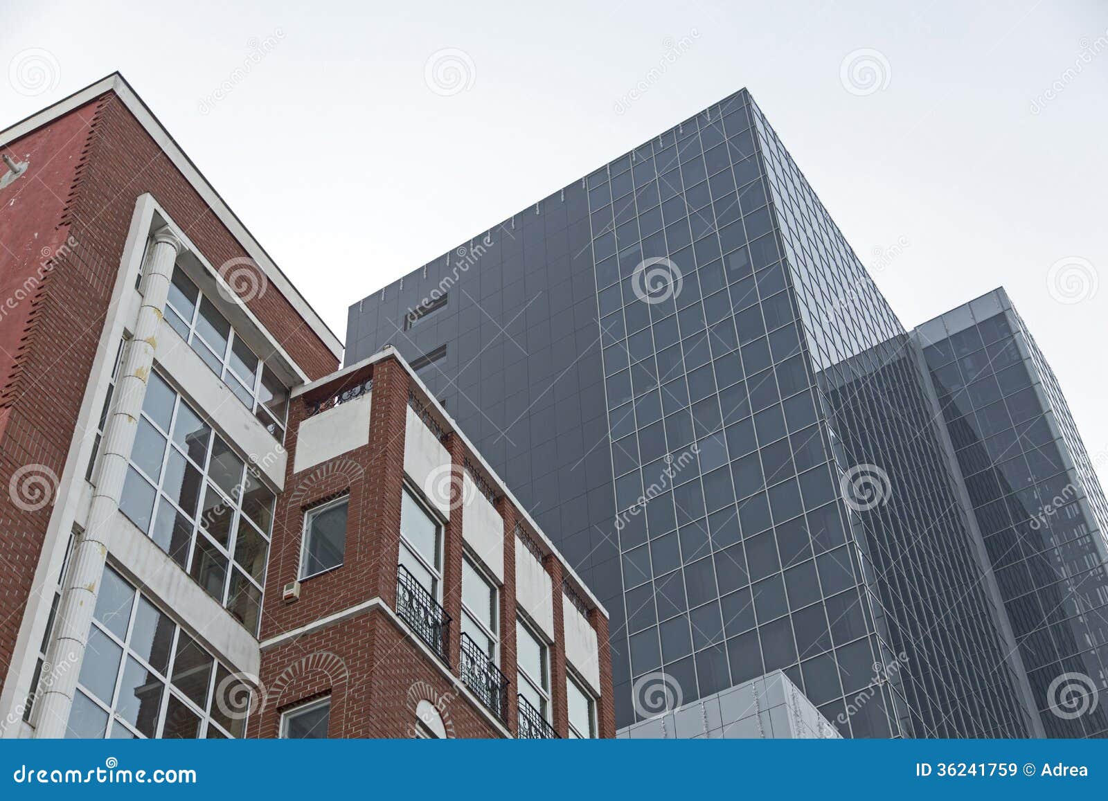 Architectural View of a Old Style Building and a Office One on ...