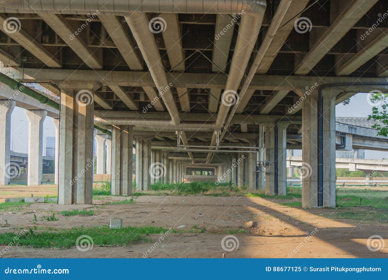 Architecture of Overpass Crossing the Street. Stock Image - Image of ...