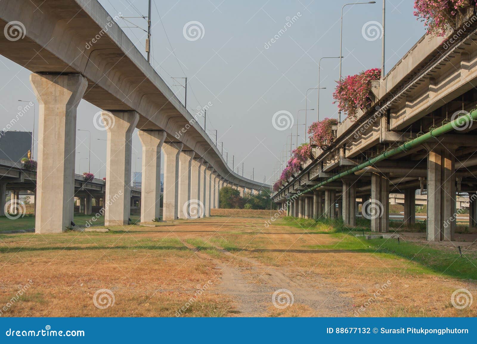 Architecture of Overpass Crossing the Street. Stock Photo - Image of ...