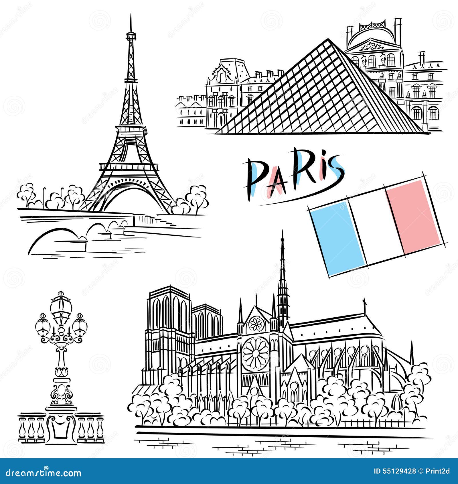Architecture Paris stock vector. Illustration of drawing - 55129428