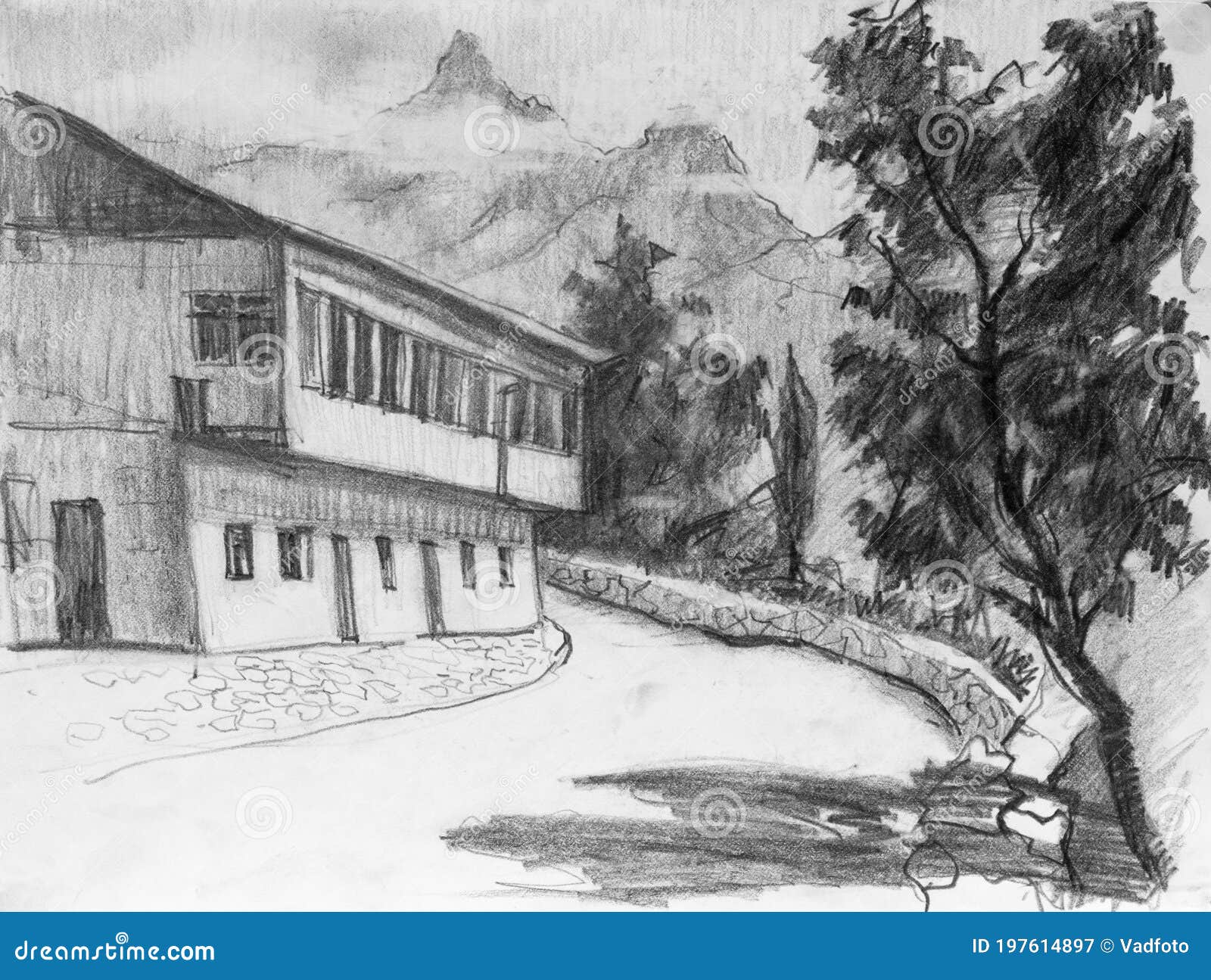 Architecture, Pencil Drawing Illustration, Sketch Stock Illustration ...
