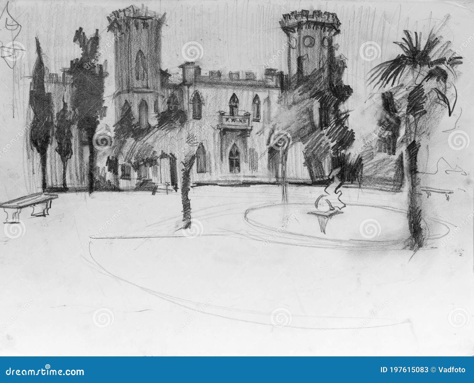 Architecture, Pencil Drawing Illustration, Sketch Stock Illustration ...