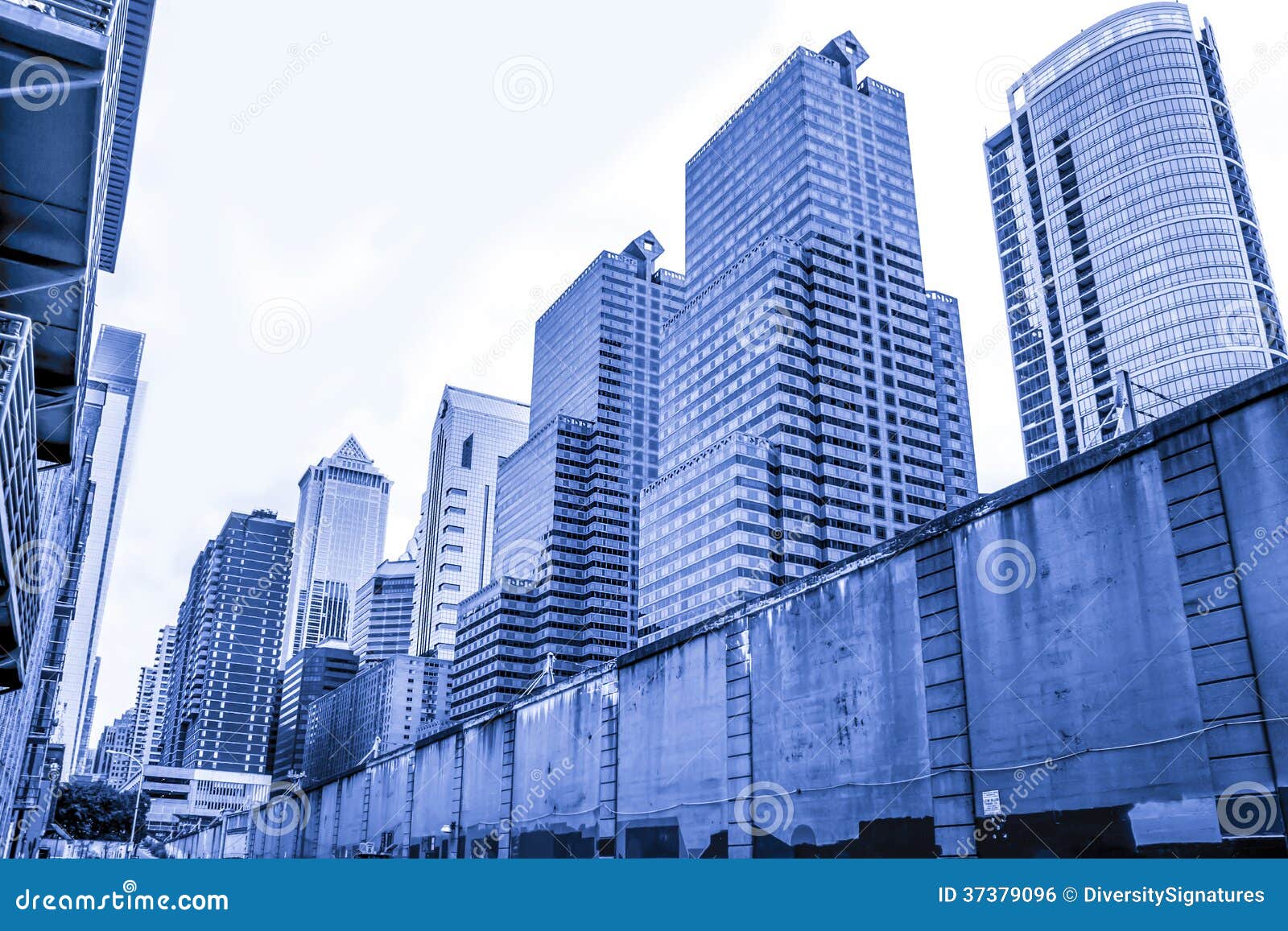 Architecture of Philadelphia, Blue Monochrome Stock Photo - Image of ...