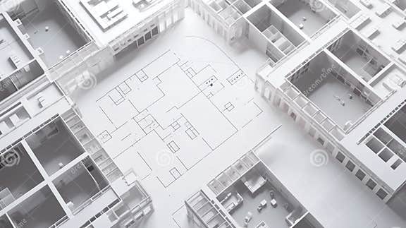 Architecture Plan Blueprint from Top View Modern Office - Ai Generated ...