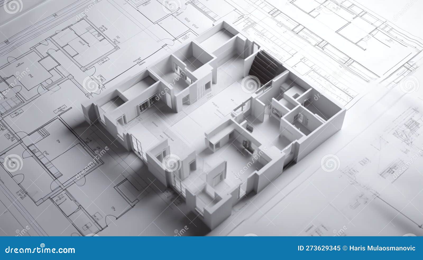 Architecture Plan Blueprint from Top View Modern Office - Ai Generated ...