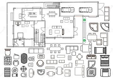 Architecture Plan with Furniture in Top View Stock Illustration ...