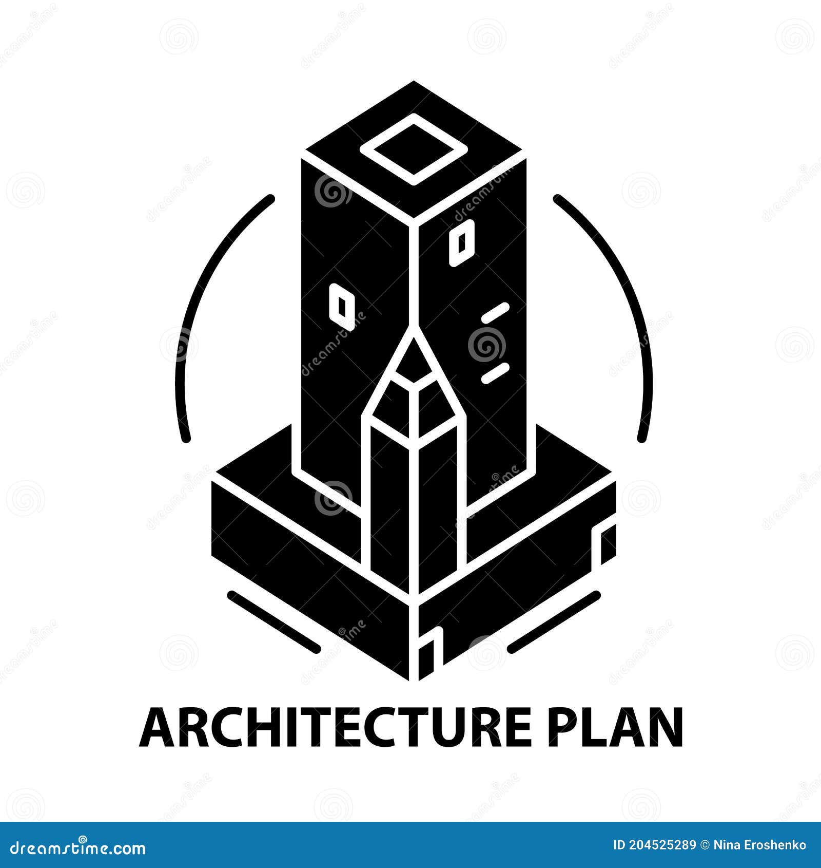Architecture Plan Icon, Black Vector Sign with Editable Strokes ...