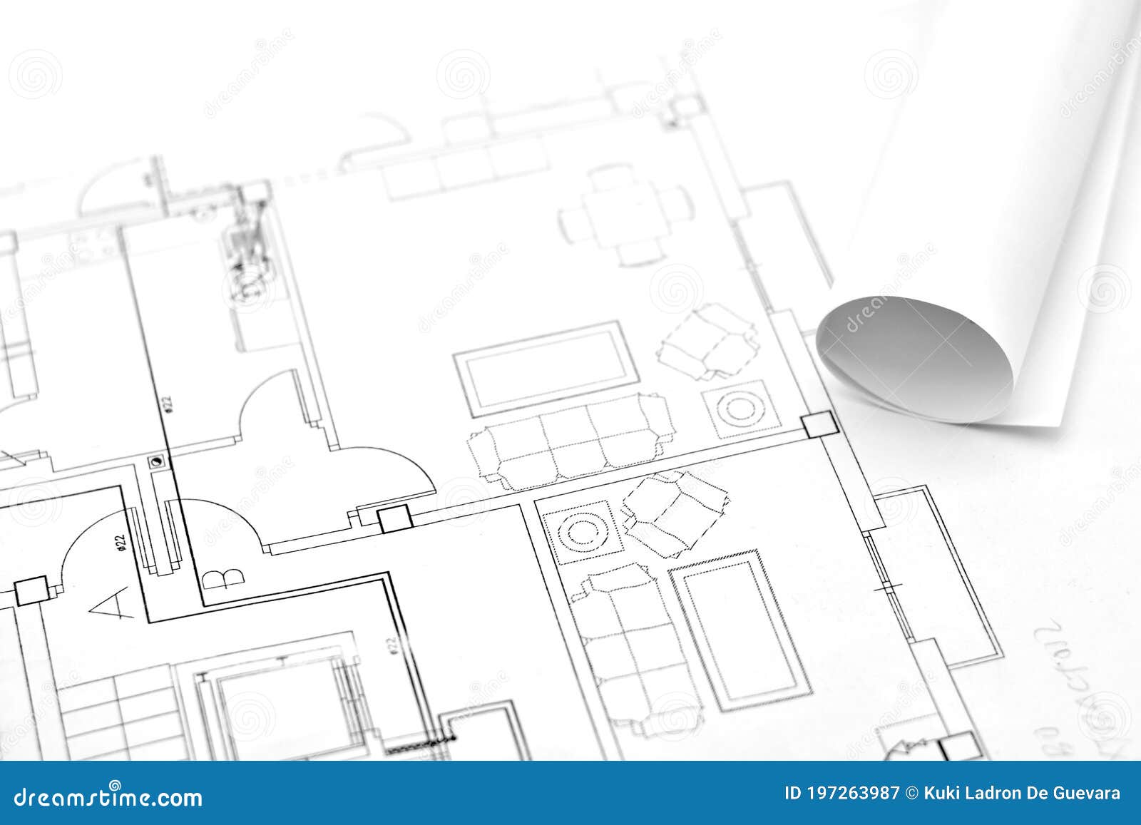 Architecture plan on paper stock image. Image of arquitectasup3 - 197263987