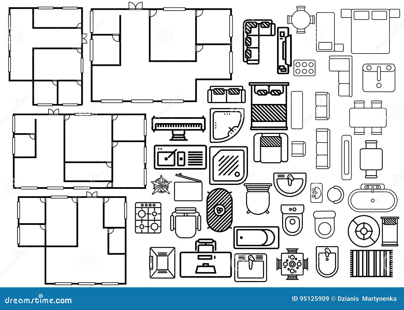 Architecture Plan in Top View Stock Vector - Illustration of modern ...