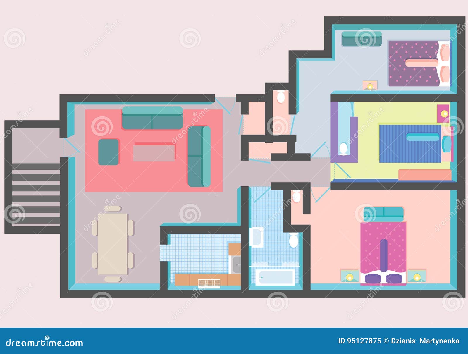 Architecture Plan in Top View Stock Vector - Illustration of interior ...