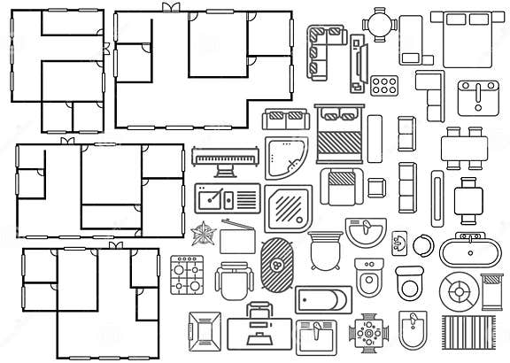 Architecture Plan in Top View Stock Vector - Illustration of design ...