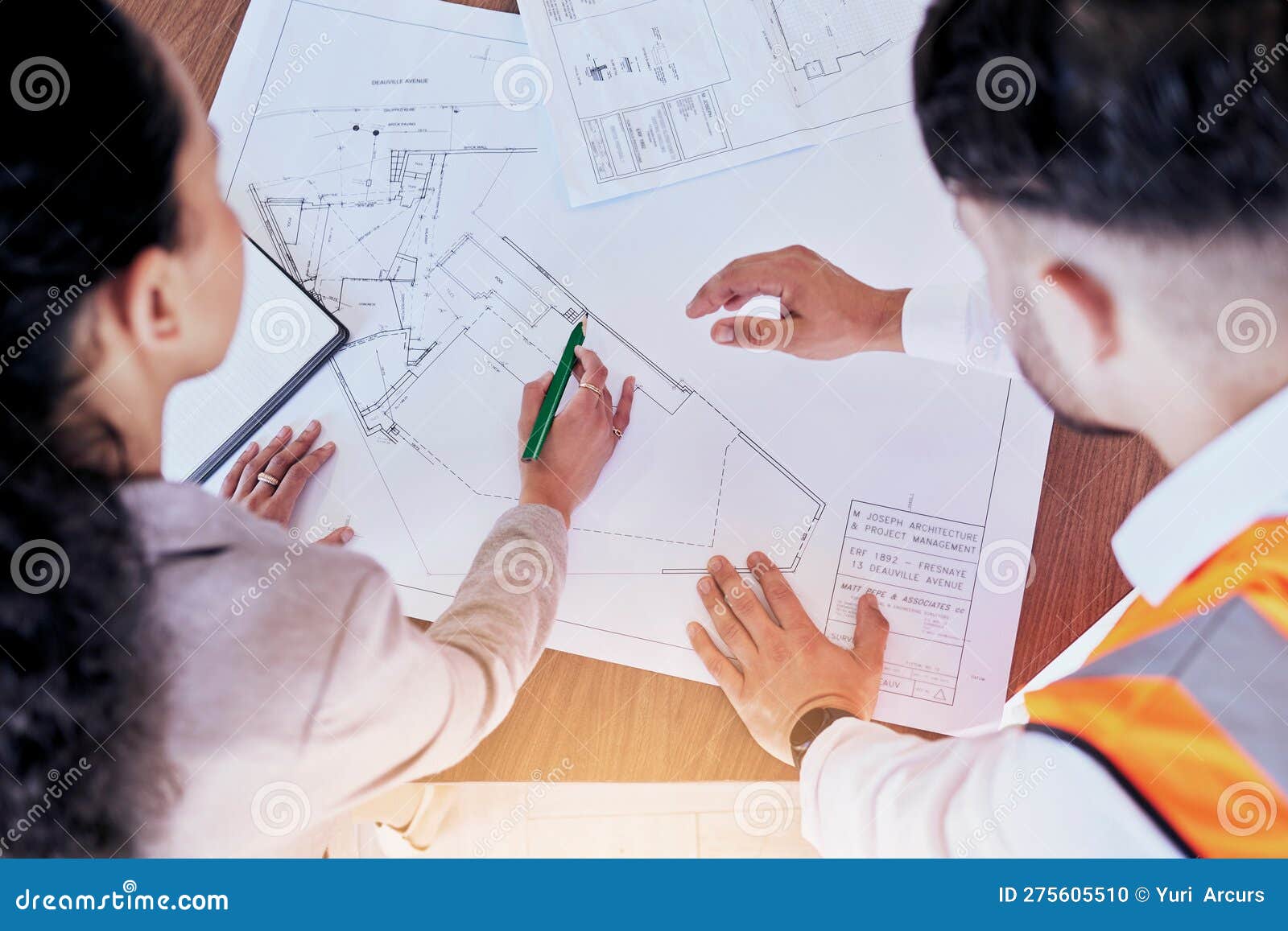 Architecture, Planning and Blueprint with Top View of People for ...