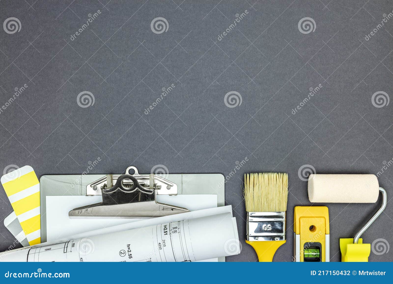 Architecture Planning of Interior. Color Samples and Painting Tools ...