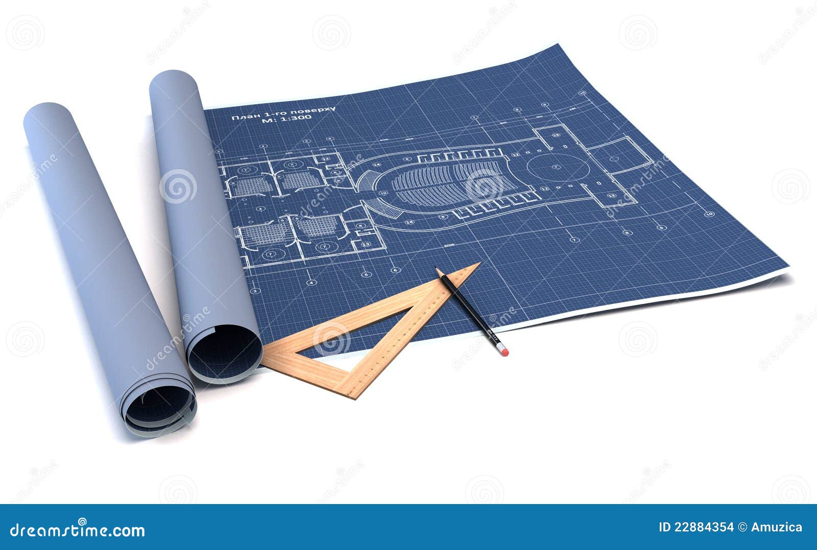 Architecture Planning of Interiors Design on Paper Stock Illustration ...