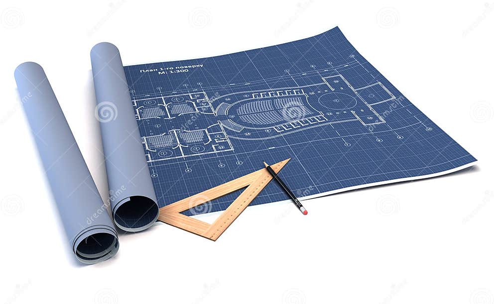 Architecture Planning of Interiors Design on Paper Stock Illustration ...