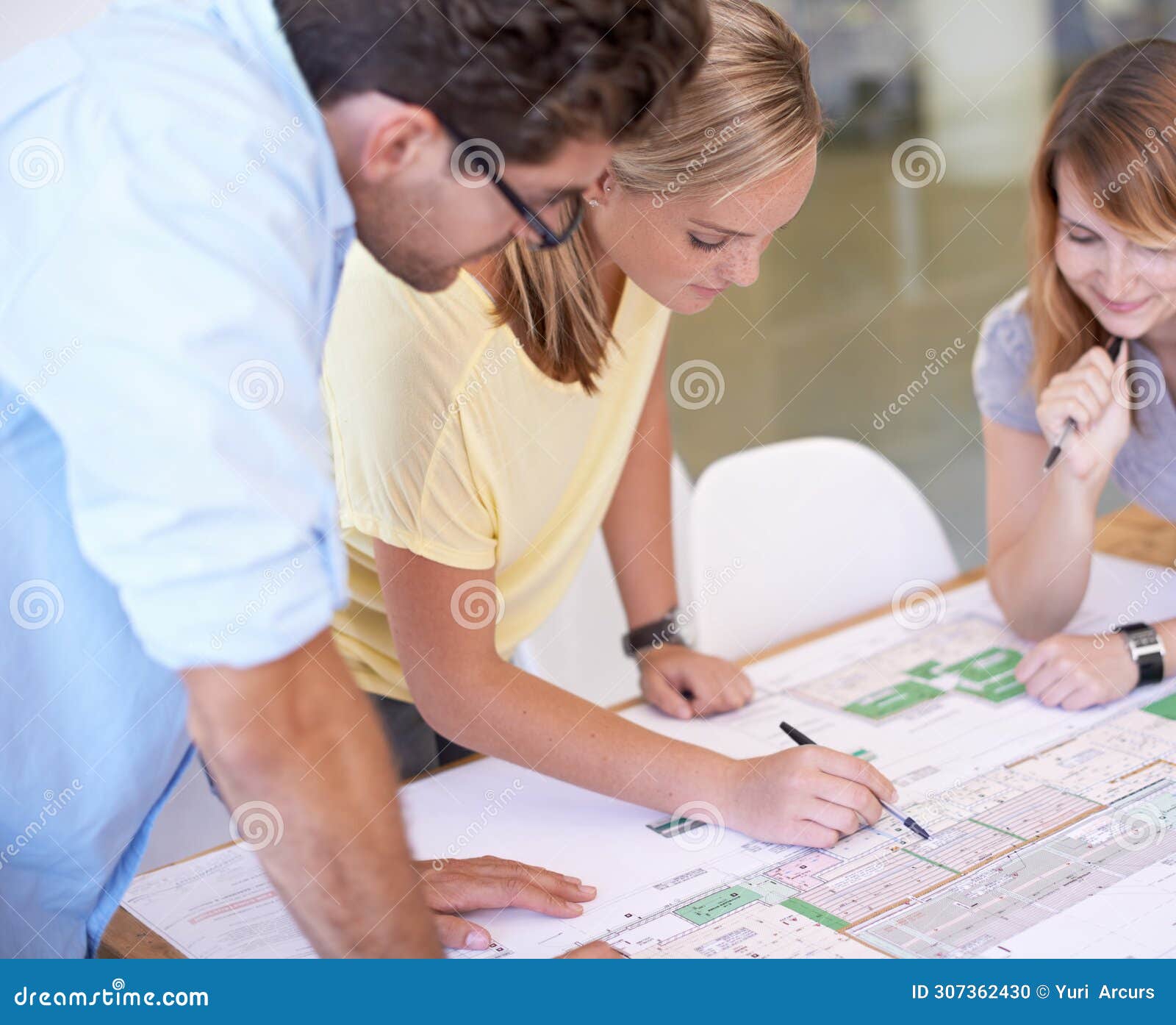 Architecture, Planning and Team in Office with Blueprint, Workshop and ...