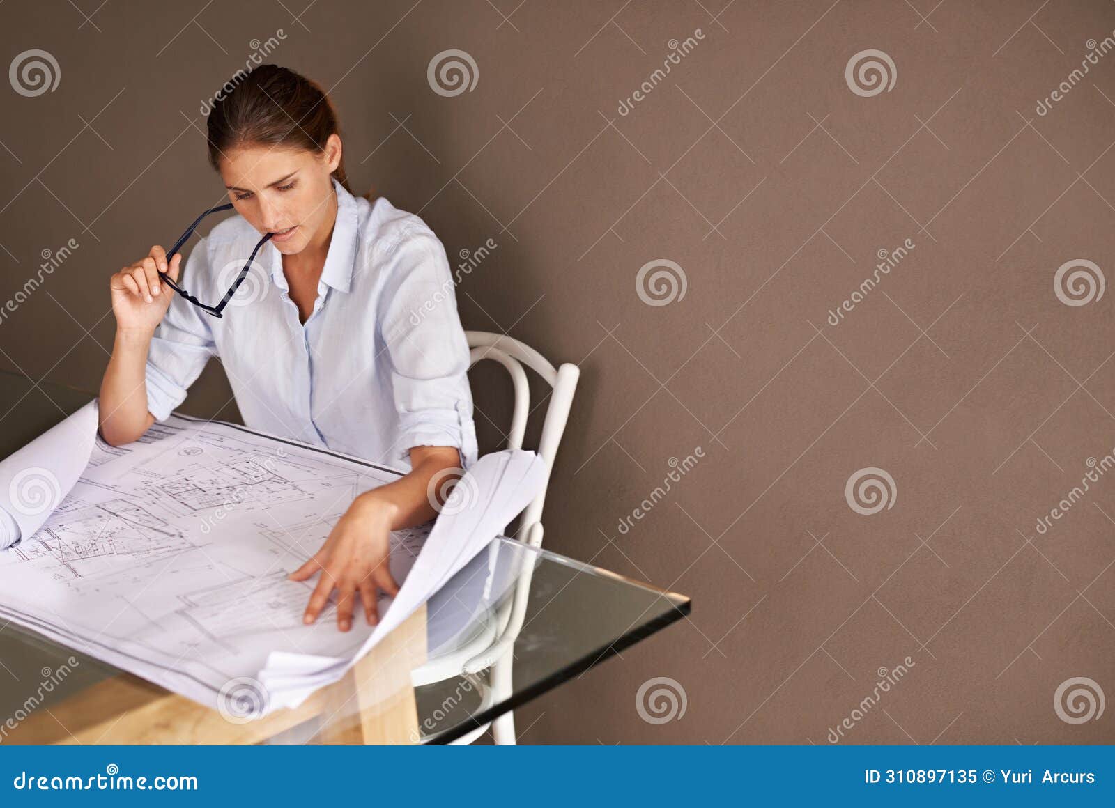 Architecture, Planning and Woman with Blueprint for Ideas, Development ...