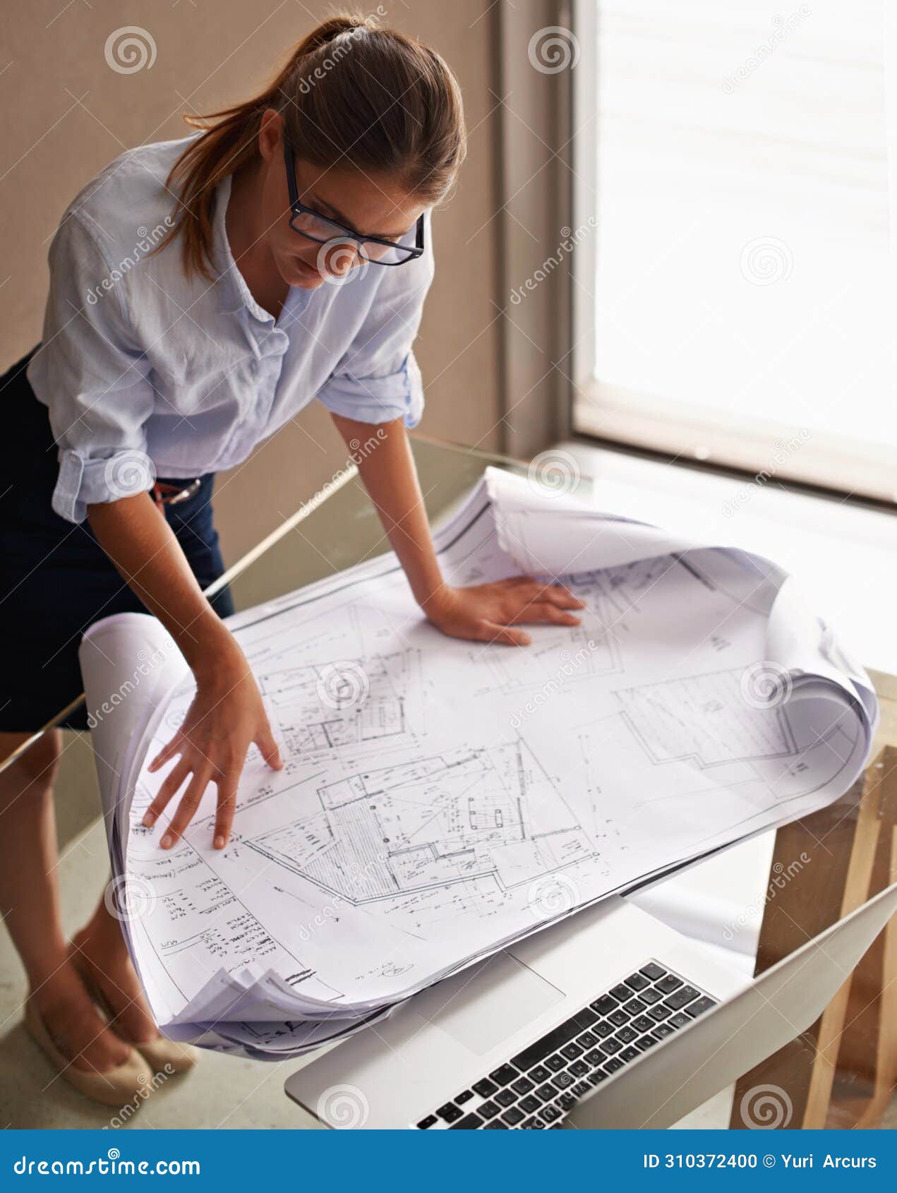 Architecture, Planning and Woman with Floor Plan for Strategy ...