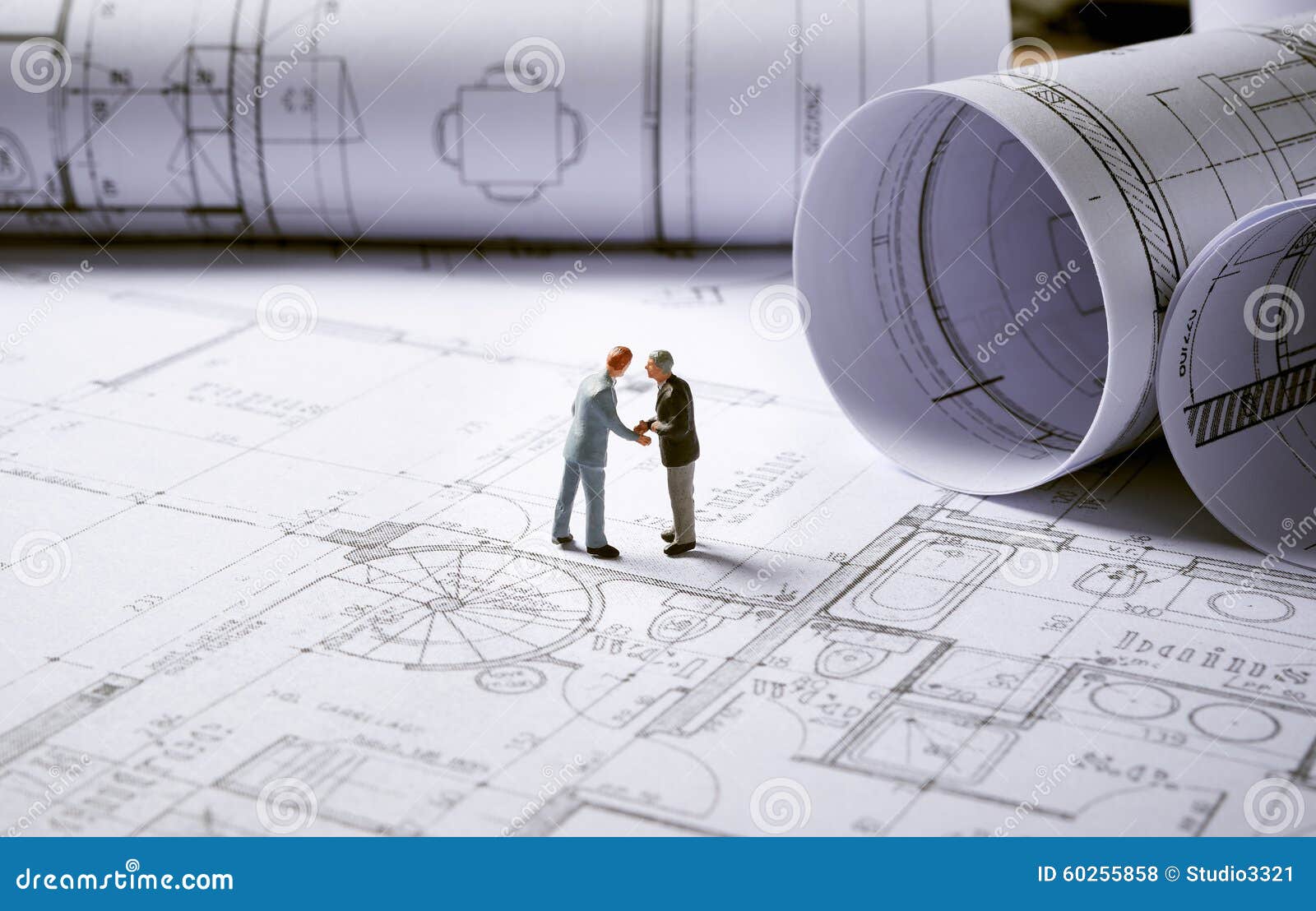 Architecture Plans with Character Stock Photo - Image of project ...
