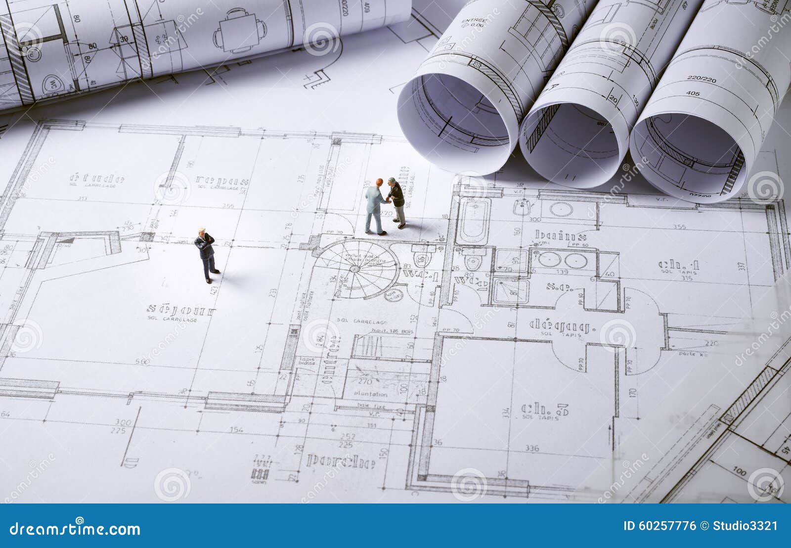 Architecture Plans with Character Stock Photo - Image of architect ...