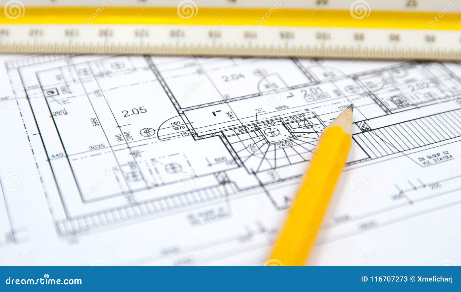 Architecture Plans of Some Building Stock Image - Image of document ...