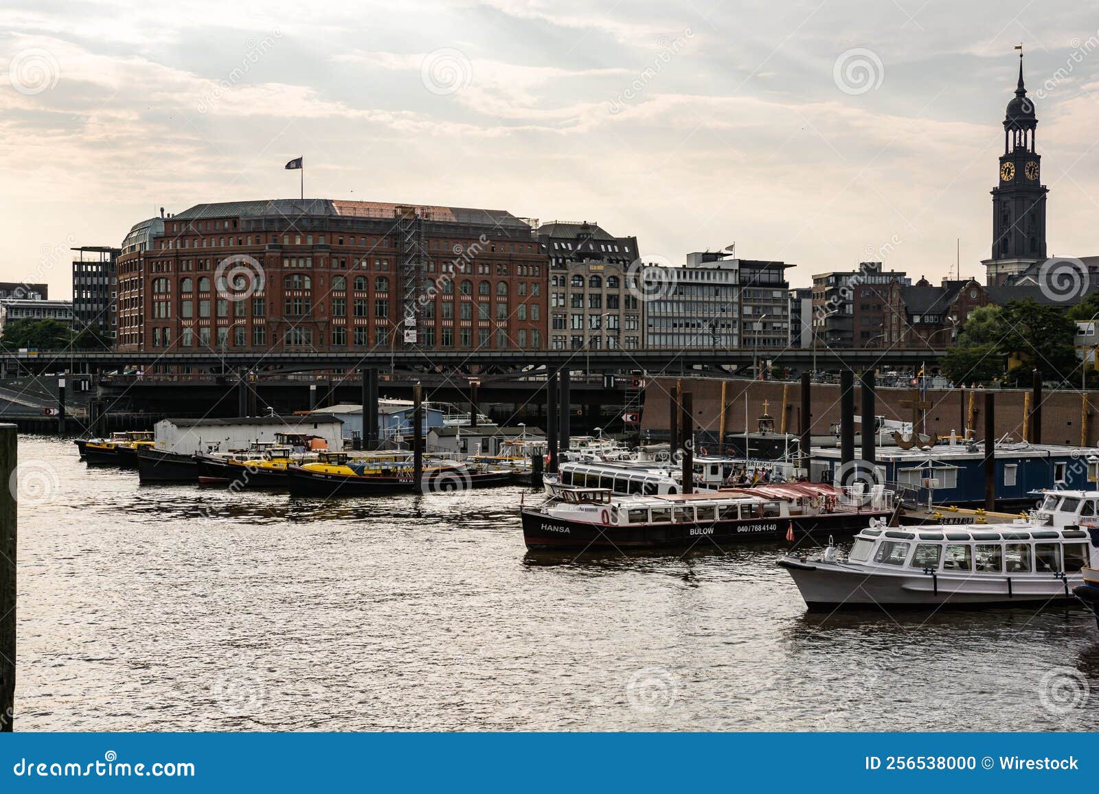 Architecture in the Port of Hamburg with Various Buildings and Ships in ...